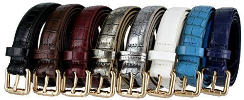 Women's Dress Belts 100% One Piece Genuine Full Grain Leather Casual Belt 1"(25mm) wide (Brown, 34)