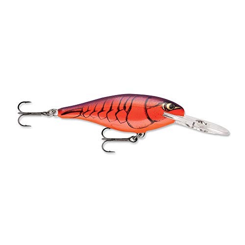 Rapala Shad Rap Lure, Size 05, 2" Length, 4'-9' Depth, 2 No 8 Treble Hooks, Demon, Per 1