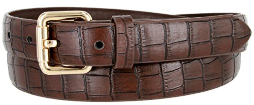 Women's Dress Belts 100% One Piece Genuine Full Grain Leather Casual Belt 1"(25mm) wide (Brown, 34)
