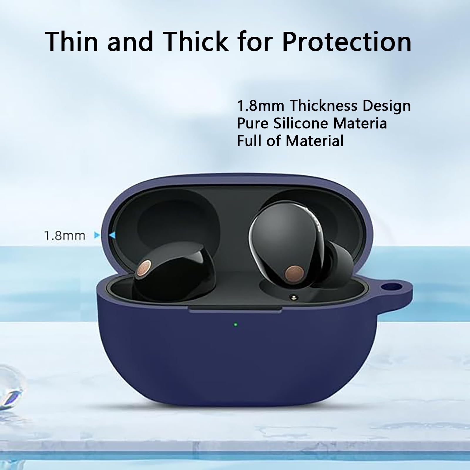 Silicone Case Compatible with Sonys WF-1000XM5 Earbuds Headphones, Shockproof & Anti-Scratch Portable Protective Cover for The Best Truly Wireless WF-1000XM5 Earbuds (Black)