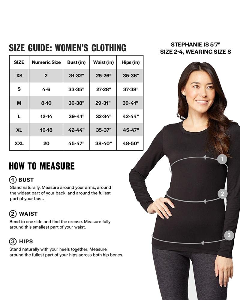 32 Degrees Heat Womens Ultra Soft Thermal Lightweight Baselayer Crew Neck Long Sleeve Top, Charcoal Heather, X-Large