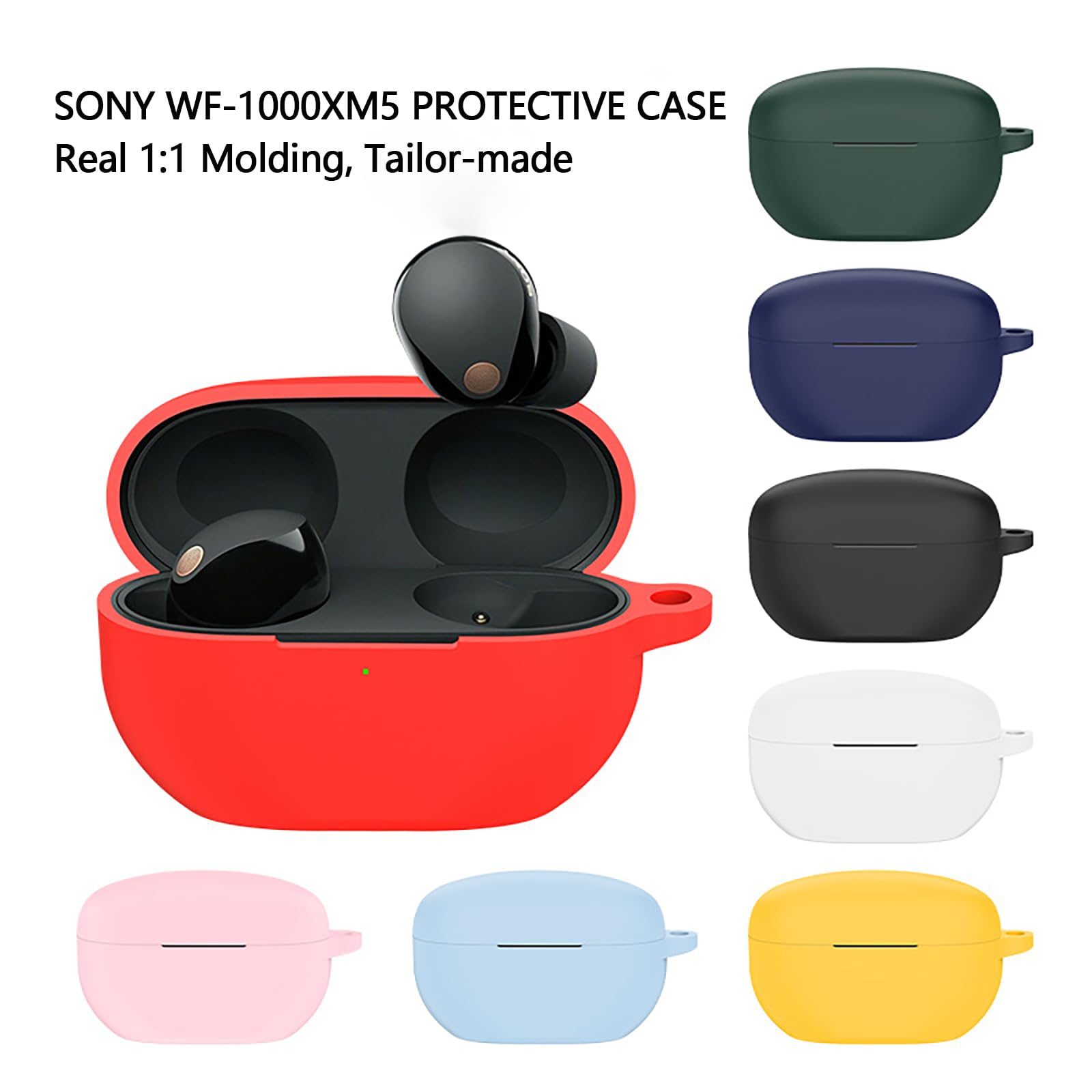 Silicone Case Compatible with Sonys WF-1000XM5 Earbuds Headphones, Shockproof & Anti-Scratch Portable Protective Cover for The Best Truly Wireless WF-1000XM5 Earbuds (Black)
