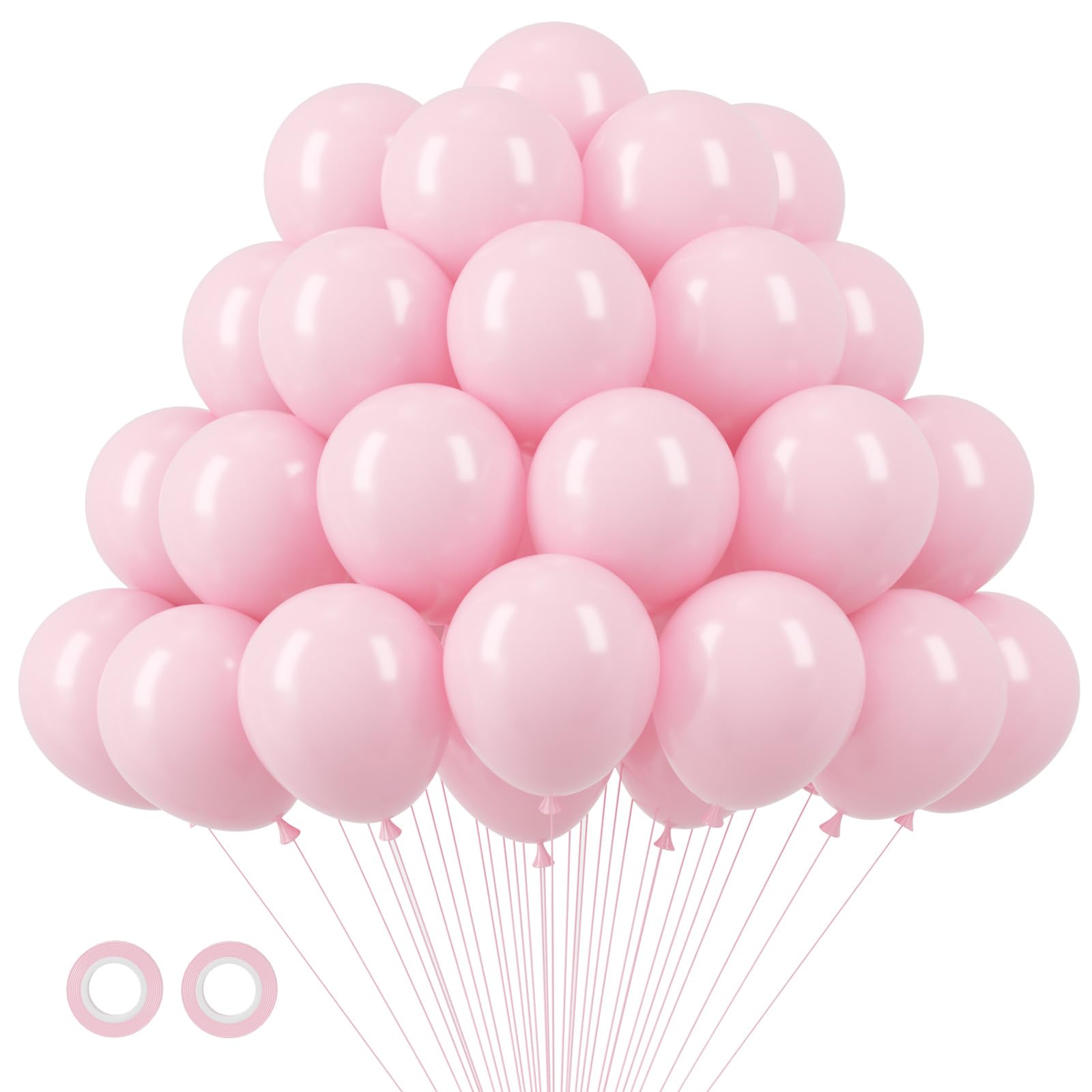Voircoloria 105pcs Light Pink Balloons 12inch Pastel Pink Balloons for Boys Girls Birthday Baby Shower Gender Reveal Wedding Decorations