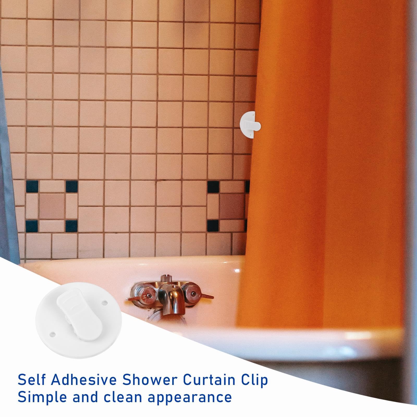 8Pcs Shower Curtain Clips Shower Windproof Splash Guard Clear Self Adhesive Windproof Splash Clips Bathroom Curtain Weight Clip for Home