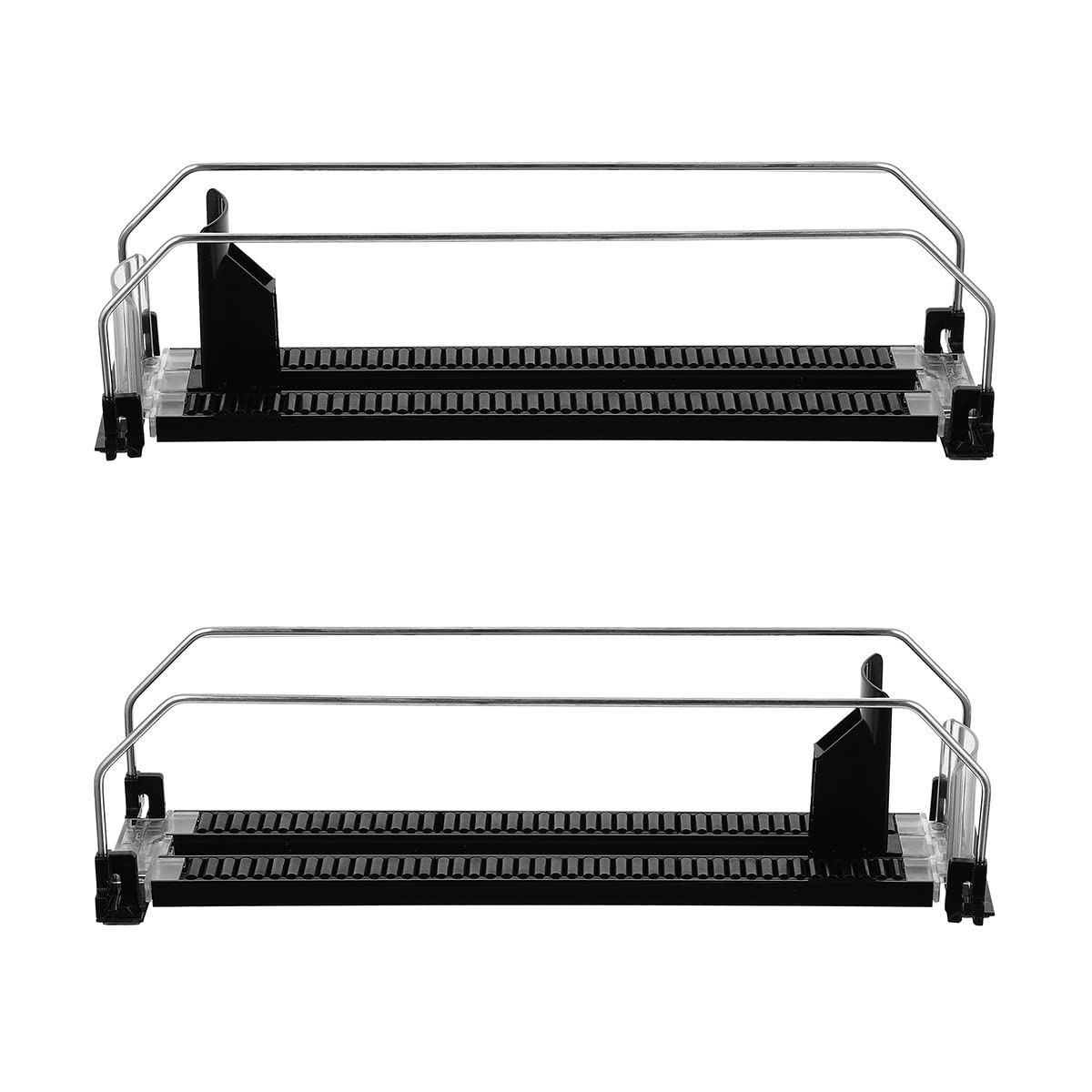 Drink Organizers 2pcs Plastic Soda Racks Can Organizers - Beer Can Dispensers Fridge Organizers for Convenience Stores Supermarket Home Refrigerator Pantry - Black, 12.4x3.5 Inch