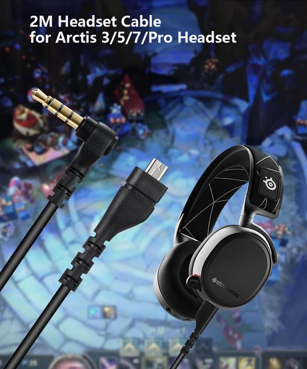 UWOXX Replacement for Arctis Headset Cord, Replacement Audio Cable Cord, Compatible for SteelSeries Arctis 3 Arctis 5 Arctis 7 Arctis Pro Wireless Gaming Headphones 4.9FT
