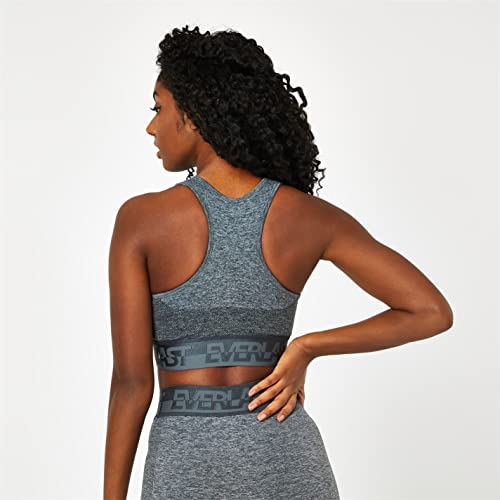 Everlast Womens Seamless Panelled Sports Bra Sweat Wicking New Charcoal M