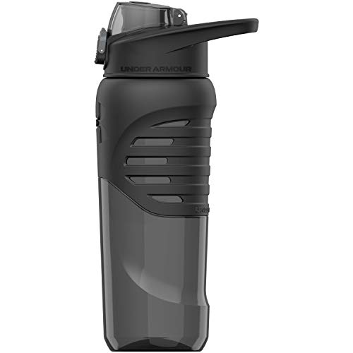 Under Armour 24oz Grip Water Bottle, Pro Lid Cover, Silicone Body Grip, Shatter Proof, Stain & Odor resistant, Charcoal