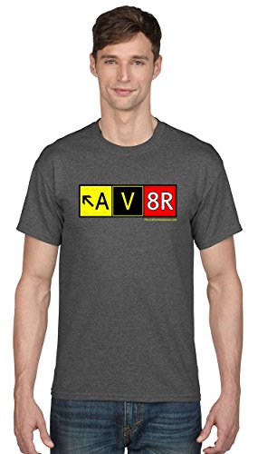 Pilot Expressions Men's AV8R Taxiway Sign T-Shirt (X-Large) Dark Heather Grey