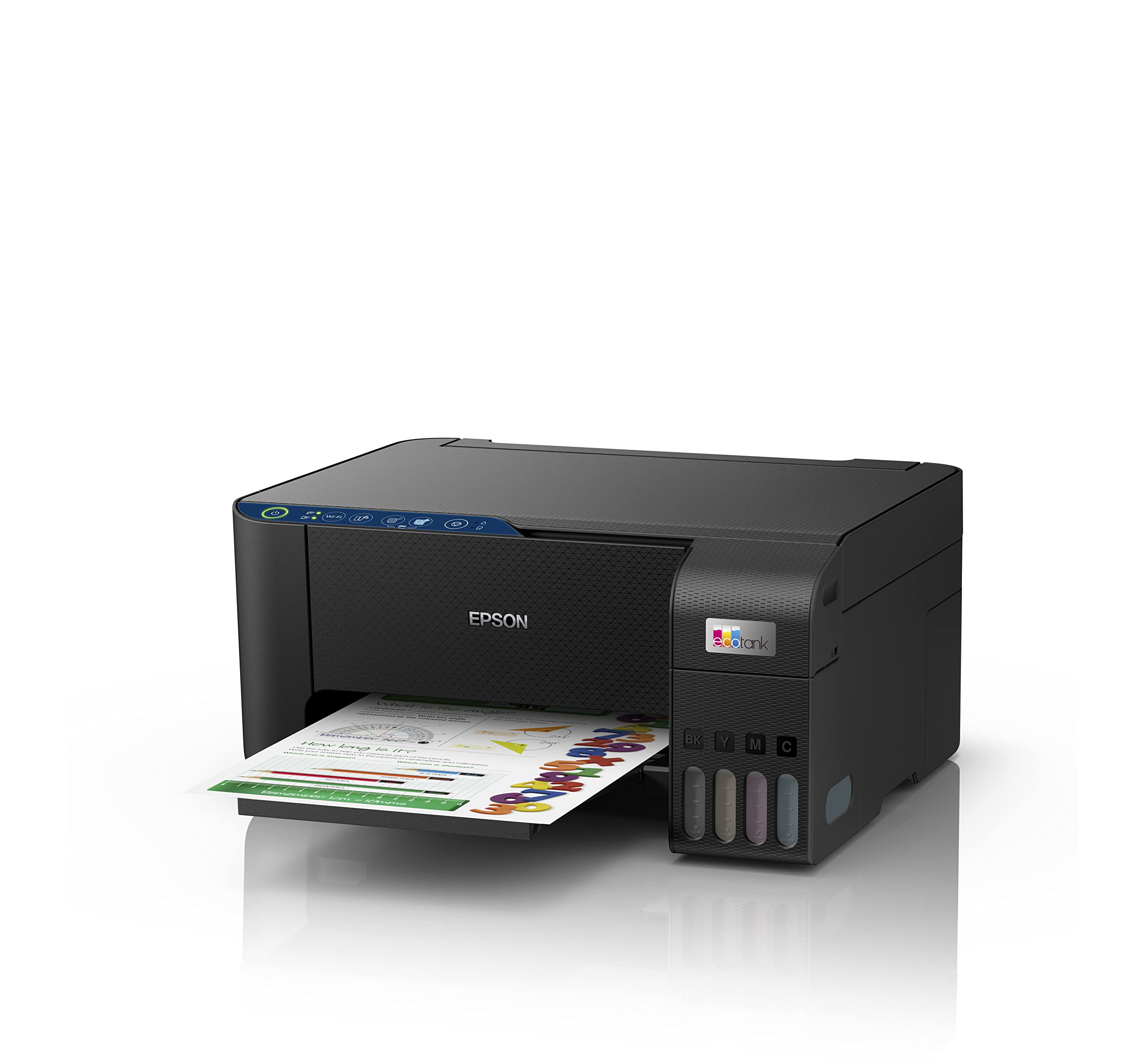 Epson EcoTank ET Series Wireless Color Inkjet All-in-One Supertank Printer, Borderless Photo Printing, Print Scan Copy, Voice Activated - 10.5 ppm, Ethernet, White