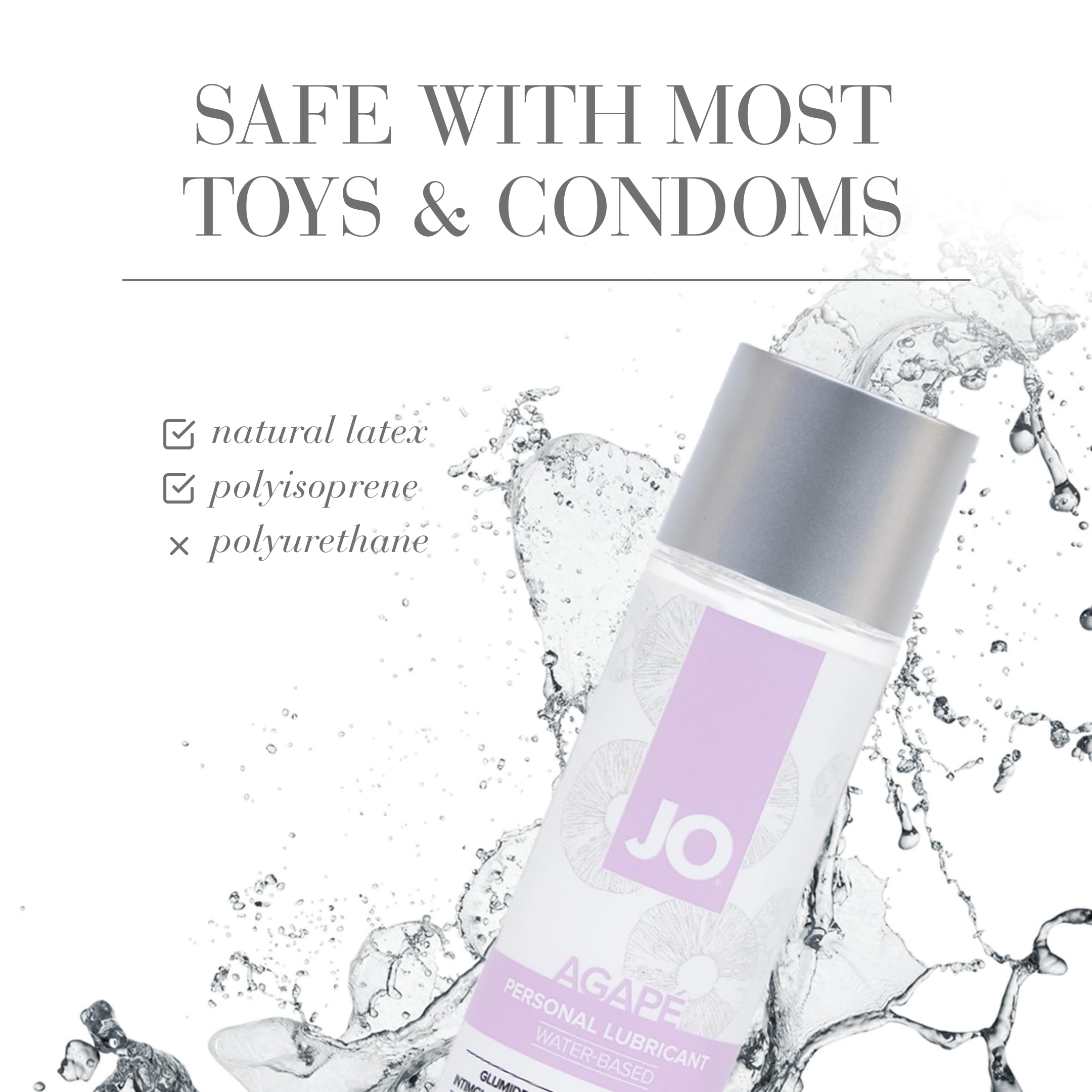 JO Agape Original Lubricant, Made for Sensitive Skin, pH Balanced, Lube for Men, Women and Couples, 4 Fl Oz