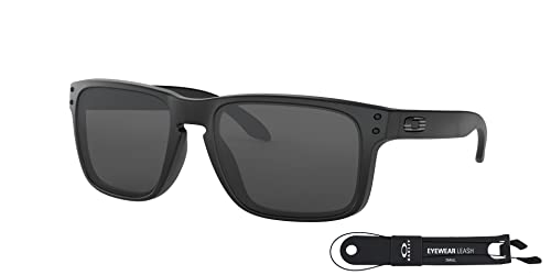 Oakley Holbrook OO9102 9102E5 Matte Black/Grey Sunglasses For Men Bundle Leash + VISIOVA Accessories