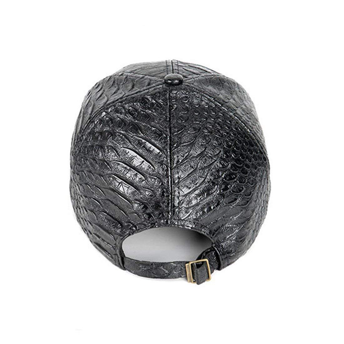 JNKET Fashion Mens Crocodile Pattern Baseball Cap PU Leather Hats for Women Adjustable Outdoor Sports Hats (Black)