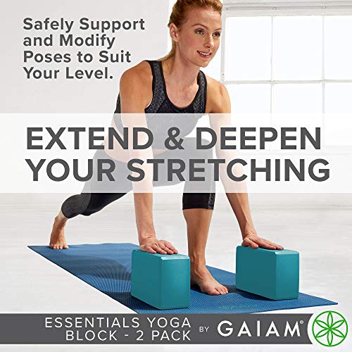 Gaiam Essentials Yoga Block (Set of 2) - Supportive Latex-Free EVA Foam Soft Non-Slip Surface for Yoga, Pilates, Meditation, Vivid Blue