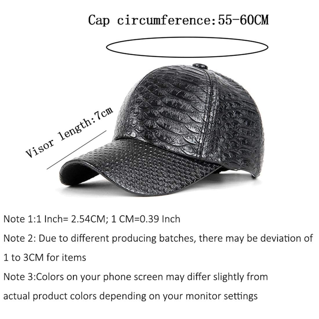 JNKET Fashion Mens Crocodile Pattern Baseball Cap PU Leather Hats for Women Adjustable Outdoor Sports Hats (Black)