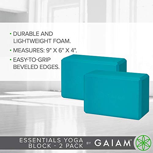 Gaiam Essentials Yoga Block (Set of 2) - Supportive Latex-Free EVA Foam Soft Non-Slip Surface for Yoga, Pilates, Meditation, Vivid Blue