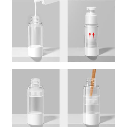 KEAIYYJ 1.7 oz Travel Pump Bottle Airless Face Wash Foundation Containers Empty Refillable Small Size Vacuum Cosmetics Dispenser Lotion Toiletries 2 Pack