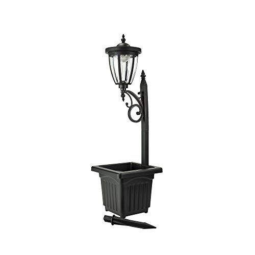 Sun-Ray 312022 Kambria Multi Function Solar Lamp Post and Planter, Wall Mount, Stake Light, Black, 2 Piece Set