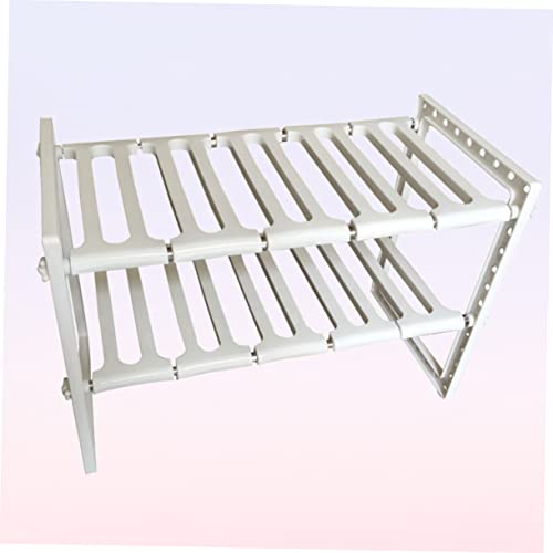DELURA Sink Drying Rack Cabinet Storage Shelf Rack Under Sink Organizer Under Sink Expandable Shelf Organizer Bathroom Organizer Under Sink Over The Sink Shelf Curtain Tableware White/24