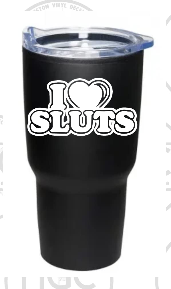 2 Pack - I Love Sluts - Decal Vinyl Sticker Graphics for Car Truck SUV Van Wall Window Laptop - 5.5" W X 2.8" H White HGC1839.07