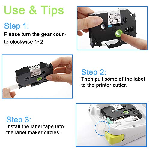Unistar Ptouch Tape 12mm 0.47 White Label Tape Compatible for Brother ptouch Label Maker Tape TZe-231 TZ-231 TZ Tape Laminated White, for Brother Label Maker PT-D210 PT-D400 PT-D600 PT-1280, 6 Pack