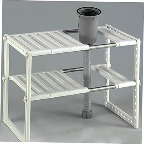 DELURA Sink Drying Rack Cabinet Storage Shelf Rack Under Sink Organizer Under Sink Expandable Shelf Organizer Bathroom Organizer Under Sink Over The Sink Shelf Curtain Tableware White/24