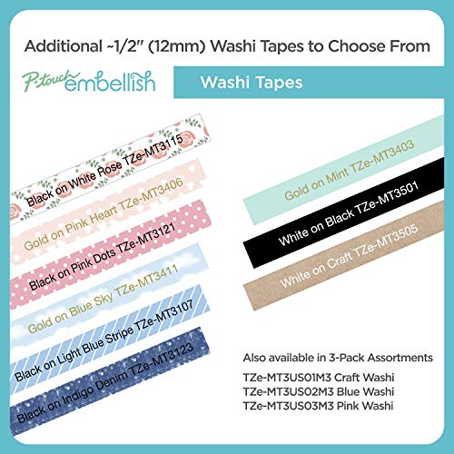 Brother P-touch Embellish Black Print on White Satin Ribbon TZER231 – ½” Wide x 13.1’ Long for use with P-touch Embellish Ribbon & Tape Printer