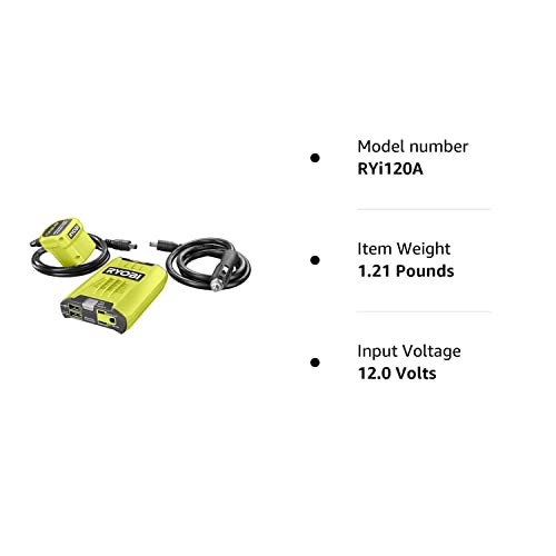 RYOBI 18-Volt 120-Watt 12V Automotive Power Inverter with Dual USB Ports RYi120A (Bulk Packaged)