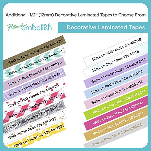 Brother P-touch Embellish Black Print on White Satin Ribbon TZER231 – ½” Wide x 13.1’ Long for use with P-touch Embellish Ribbon & Tape Printer