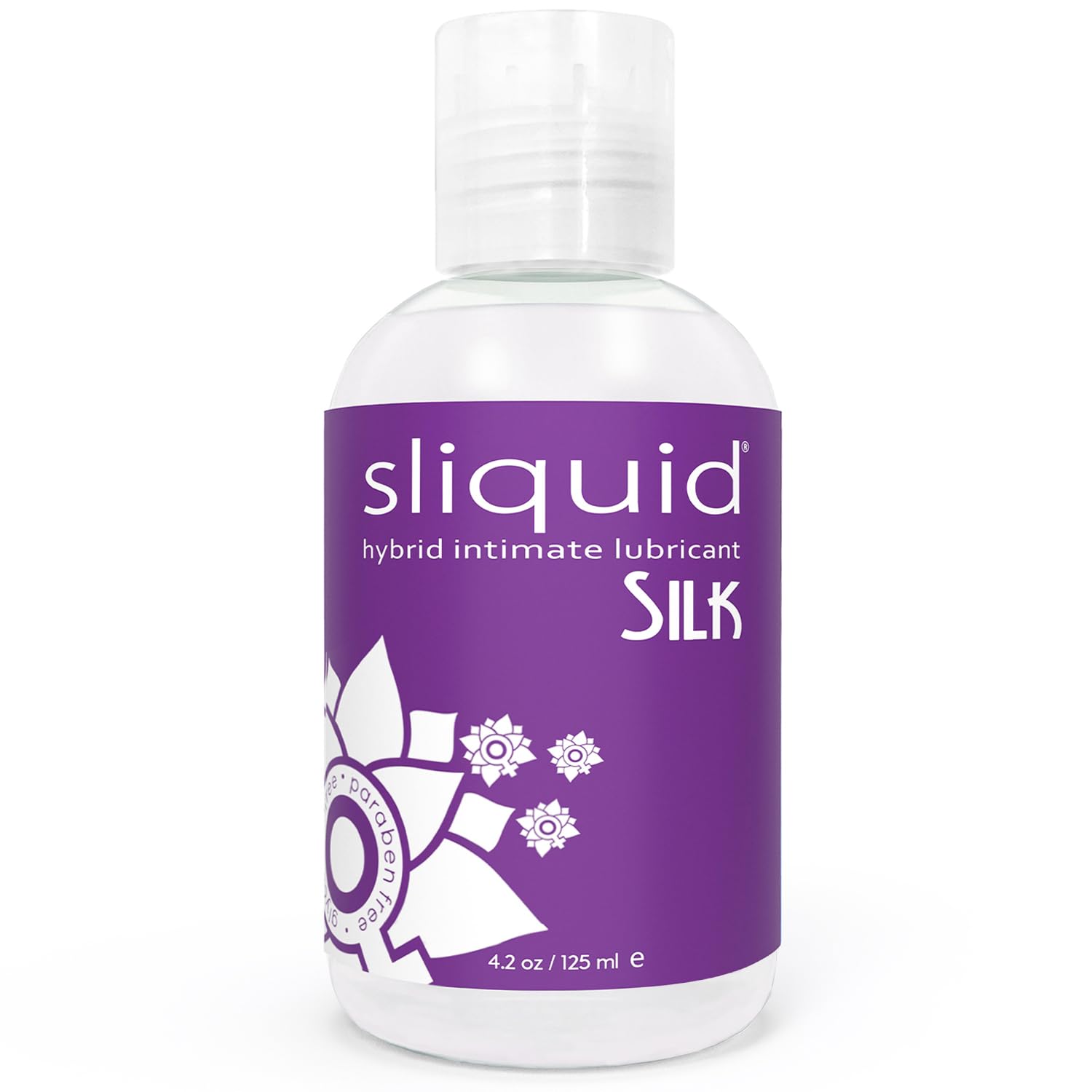 Sliquid Silk Intimate Lubricant - Silicone & Water-Based Lube Blend for Women/Men/Couples, Hypoallergenic Lube, Hybrid Silicone Lube & Water-Based Lubricant, Waterproof, Unscented, 4.2 Fl Oz