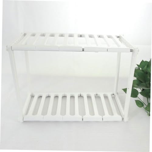 DELURA Sink Drying Rack Cabinet Storage Shelf Rack Under Sink Organizer Under Sink Expandable Shelf Organizer Bathroom Organizer Under Sink Over The Sink Shelf Curtain Tableware White/24