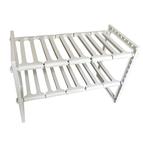 DELURA Sink Drying Rack Cabinet Storage Shelf Rack Under Sink Organizer Under Sink Expandable Shelf Organizer Bathroom Organizer Under Sink Over The Sink Shelf Curtain Tableware White/24