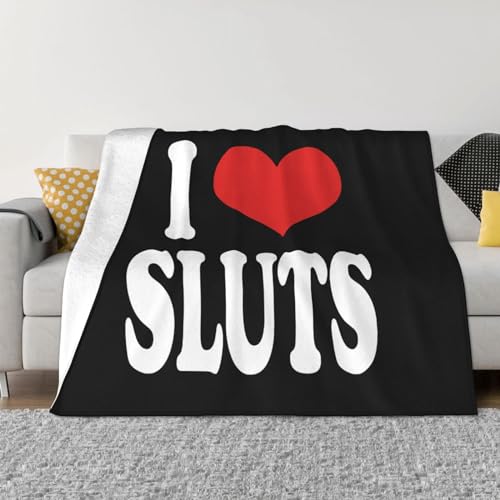 I Love Sluts Throw Blanket Soft Cozy Flannel Blanket, for Couch Bed RV 60"x50"