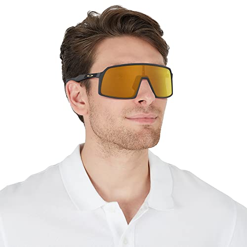 Oakley Men's OO9406 Sutro Rectangular Sunglasses, Matte Carbon/Prizm 24K, 37 mm