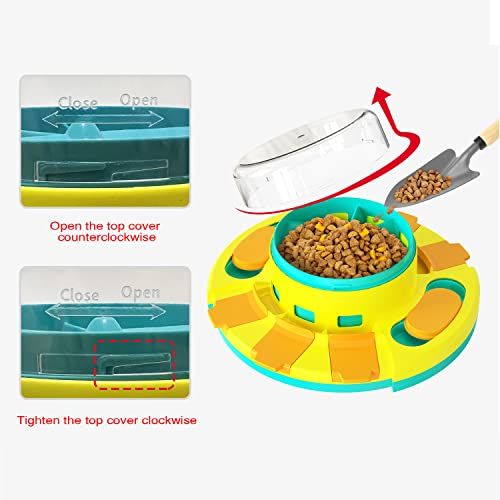 Dog Food/Treats Dispensing Container Toy | Interactive Pet Toy | Slower Feeder with Press Button, Blue