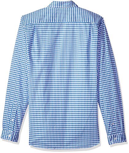 Lacoste Men's L/s Bd W/pkt Gingham Poplin Regular Fit, Ch9559 Shirt, RILL Light Blue/White, 40