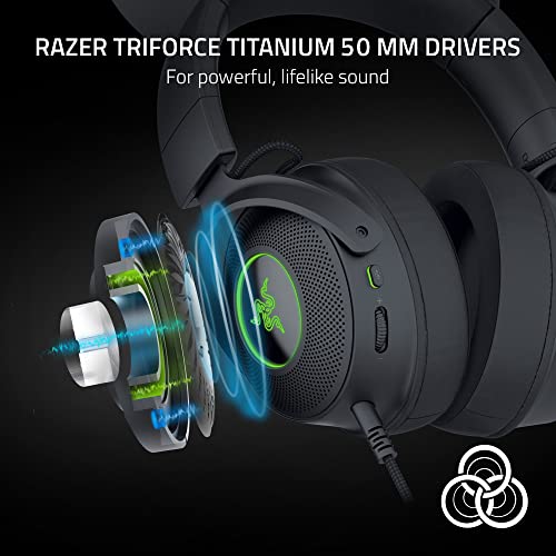 Razer Kraken Kitty V2 Pro Wired RGB Headset: Interchangeable Ears (Kitty, Bear, Bunny) - Stream Reactive Lighting - Detachable HyperClear Cardioid Mic - 50mm Drivers - 7.1 Surround Sound - Black