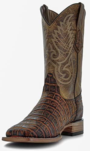 Soto Boots Mens American Gator Belly Print Boots H50035 (Tan,12)