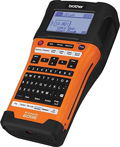 Brother P-Touch Edge PT-E550W Handheld Label Maker, Orange, Industrial Wireless Electronic Labelling Kit PTE550W - Up to 30mm/sec, 180 x 360dpi, Auto Strip Cuttter, Backlit LCD Screen