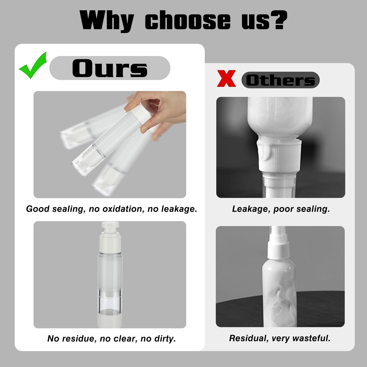 IFDGCTK 1OZ/30ML Clear Airless Pump Bottles, Lotion Dispenser Travel with Pump, Vacuum Plastic Travel Size Lotion Bottle for Foundation, Creams, Cosmetic(6 Pack)