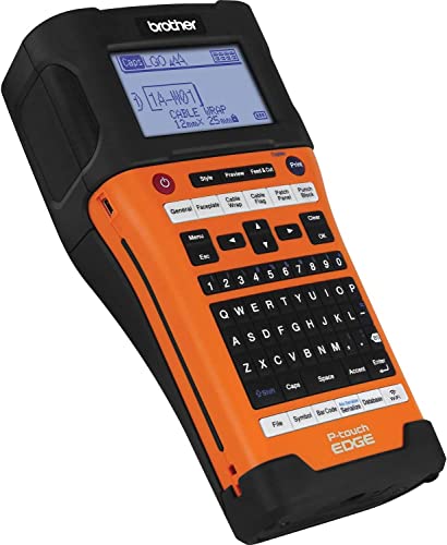 Brother P-Touch Edge PT-E550W Handheld Label Maker, Orange, Industrial Wireless Electronic Labelling Kit PTE550W - Up to 30mm/sec, 180 x 360dpi, Auto Strip Cuttter, Backlit LCD Screen