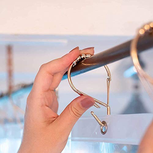 Kent & West - Shower Curtain Hooks | Easy to Install | Patented Design | Chrome Finish | Metal Rollers | Glides with Ease | Spring Loaded Gates | Set of 12