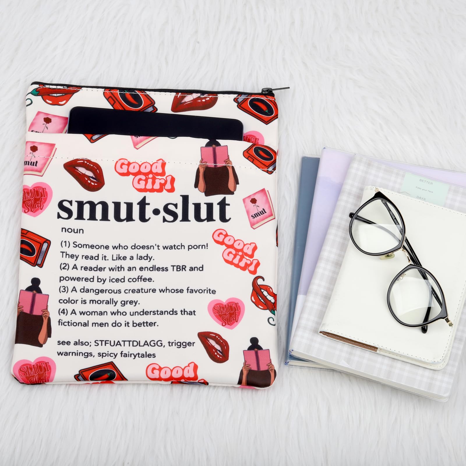 ENSIANTH Smut Slut Romance Book Lover Gift Spicy Romance Book Sleeve Smut Slut Bookish Gift Adult Literature Gift (Smut Slut BS)