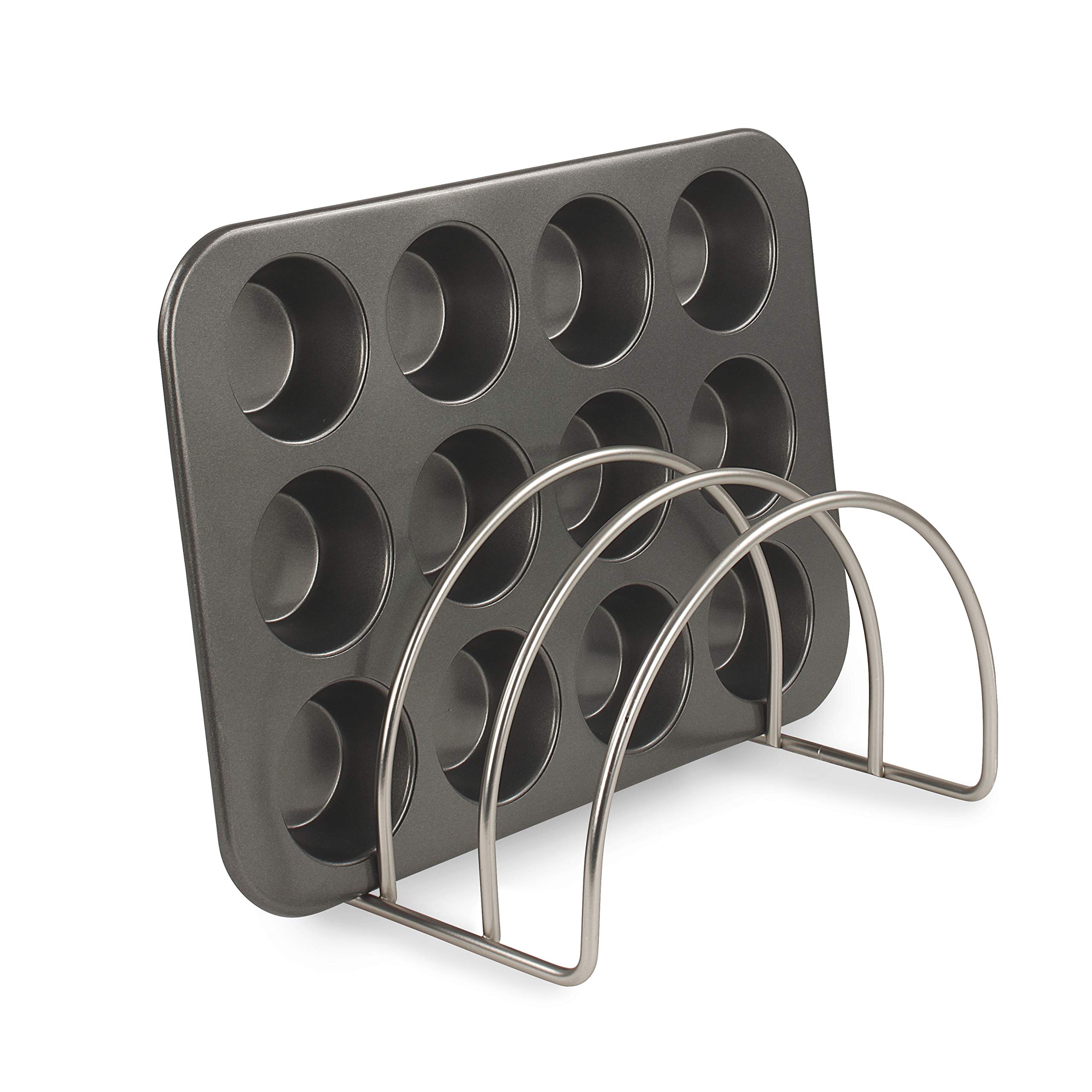 Spectrum Diversified Euro Arc Lids for Pots & Pans, Kitchen Cupboard Storage & Organization, in-Cabinet Skillet & Bakeware Organizer, Satin Nickel