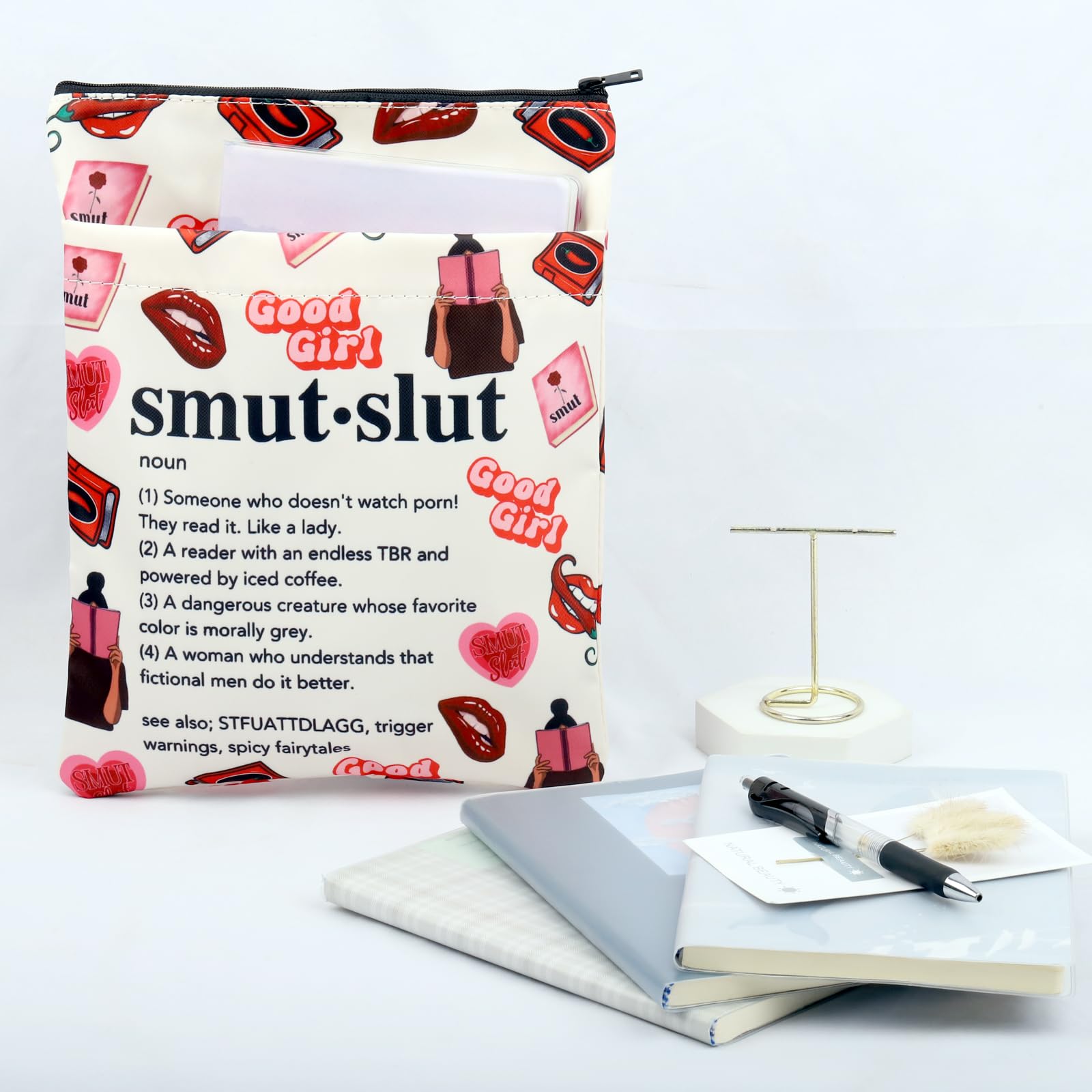ENSIANTH Smut Slut Romance Book Lover Gift Spicy Romance Book Sleeve Smut Slut Bookish Gift Adult Literature Gift (Smut Slut BS)