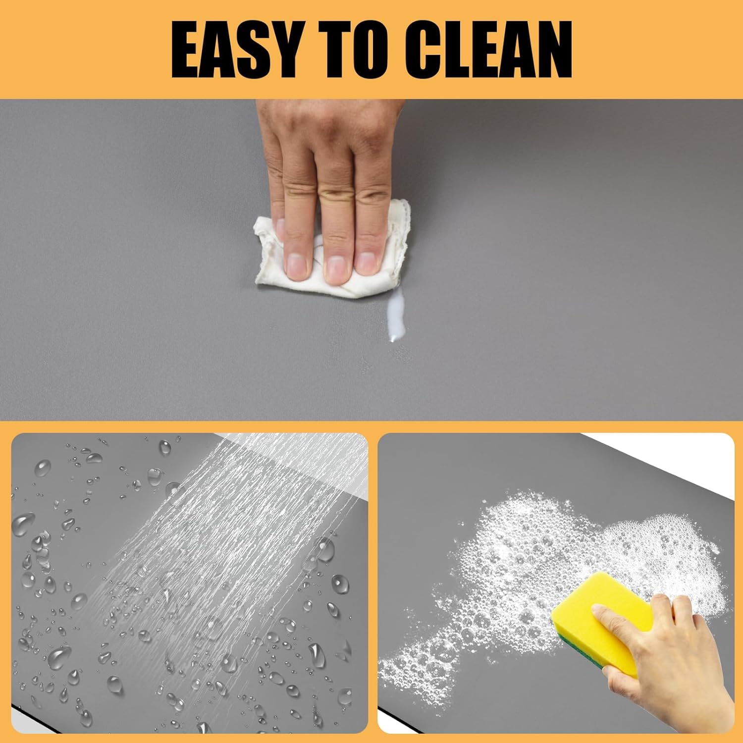 Under Sink Mat for Kitchen Super Absorbent, Quick Dry Kitchen Bathroom Cabinet Mat, 34" X 22" Or Smaller Cut to Fit Under Sink Drip Tray, Under Sink Liner Easy to Clean- Light Grey