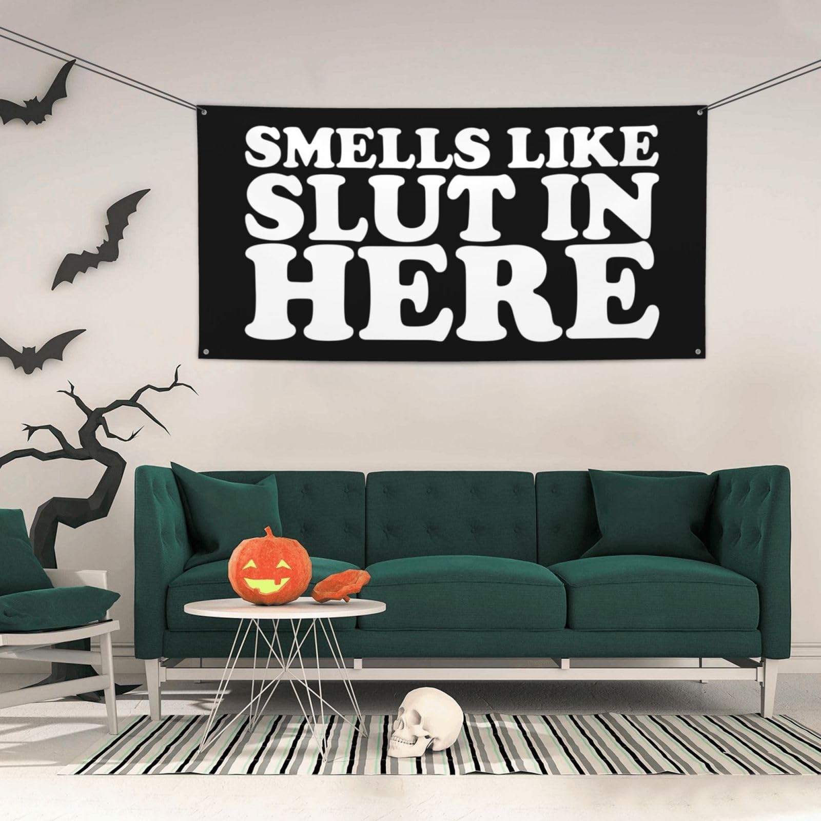Haebfsl Smells Like Slut In Here Flags 24" X 47" Banner Wall Outdoor Hanging Flag With 4 Brass Grommets For College Dorm Room Decor
