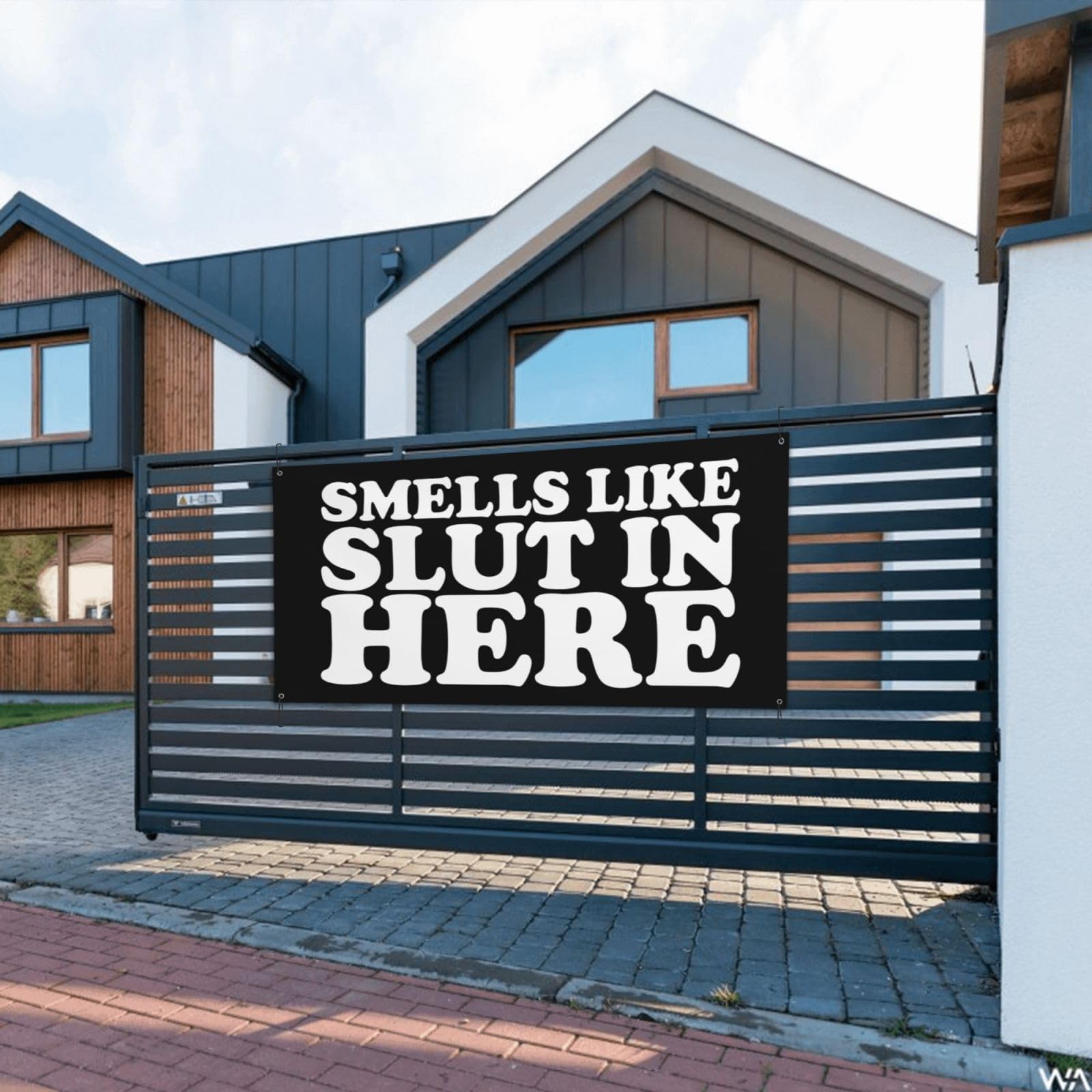 Haebfsl Smells Like Slut In Here Flags 24" X 47" Banner Wall Outdoor Hanging Flag With 4 Brass Grommets For College Dorm Room Decor