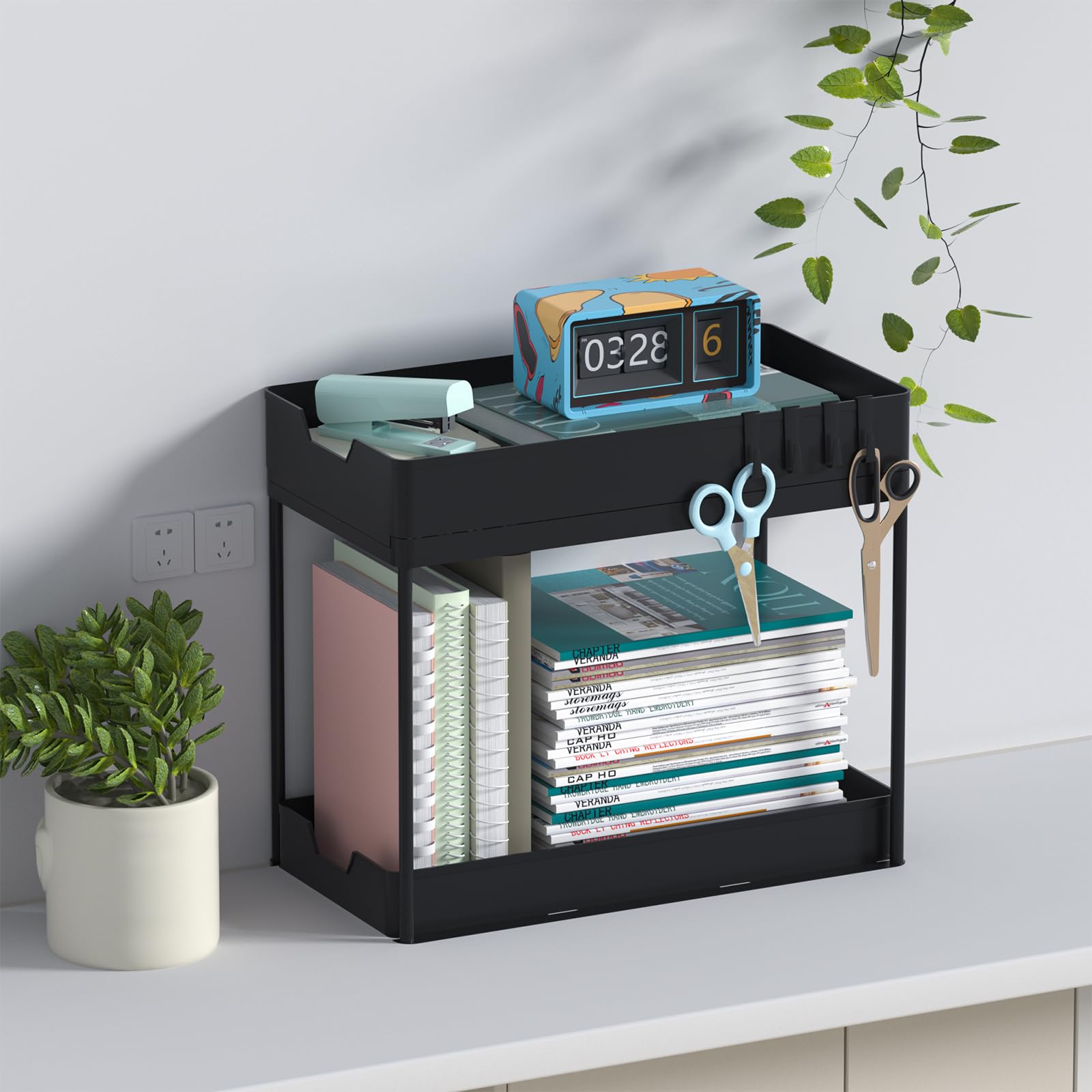 Kitchen Organizers and Storage 2 Pack Adjustable Height Under Sink Organizers and Storage with Removable Basket 2 Tier Bathroom Cabinet Organizer Pull Out Laundry Room Organization for Pantry