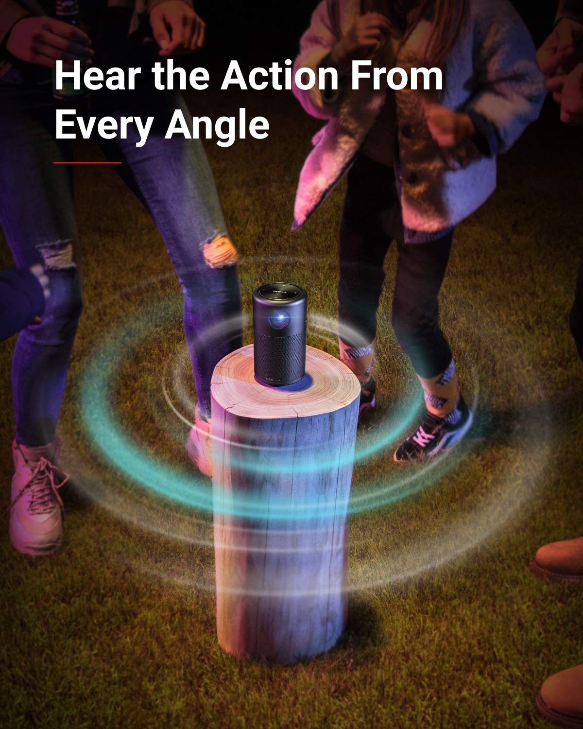 Nebula Capsule, by Anker, Smart Portable Wi-Fi Mini Projector, 100 ANSI lm Pocket Cinema, DLP, 360° Speaker, 100" Picture, 4-Hour Video Playtime, and App-Watch Anywhere (Renewed)